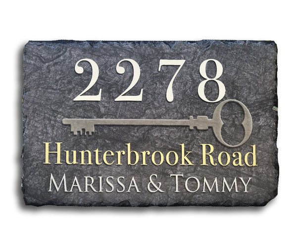 Handmade and Customizable Slate House Sign - Key Plaque