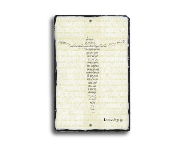 Handmade and Customizable Slate Bible Verse Sign - Christ on the Cross