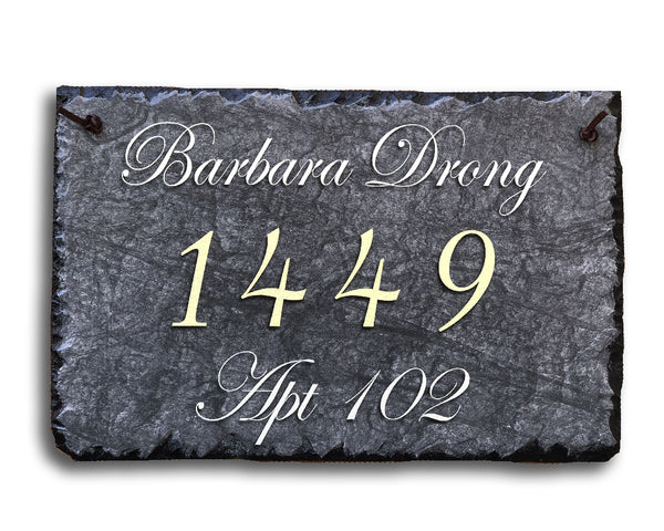 Handmade and Customizable Slate House Sign - Gold Lettering