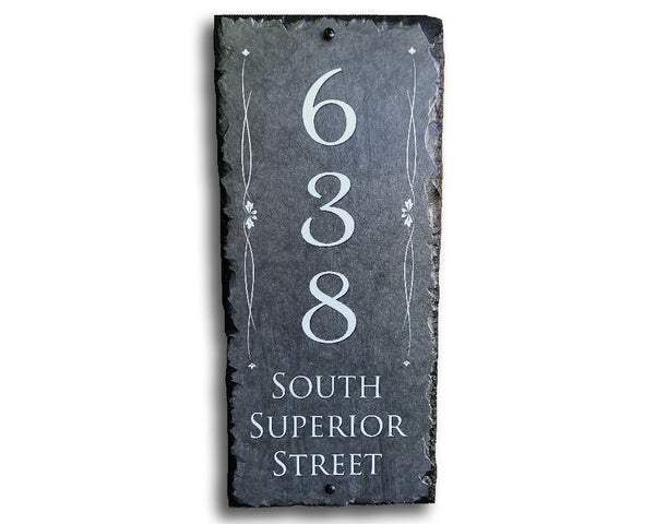 Handmade and Customizable Slate House Sign - Tall House Number Plaque