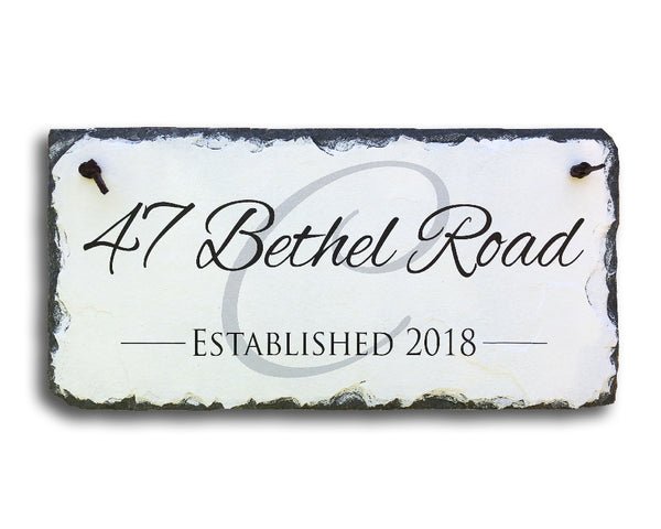 Handmade and Customizable Slate House Sign - Date Established
