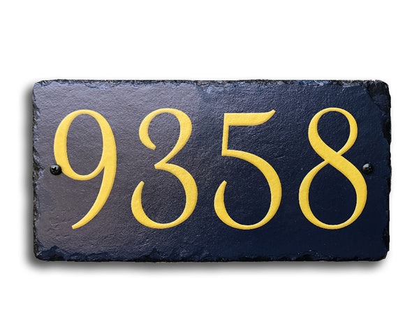 Handmade and Customizable Slate House Sign- Gold or Silver on Blue