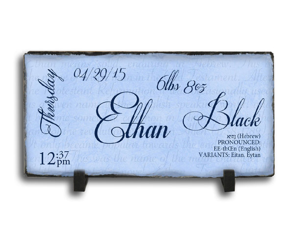 Handmade and Customizable Baby Gift - Boy Name Sign With Birth Stats