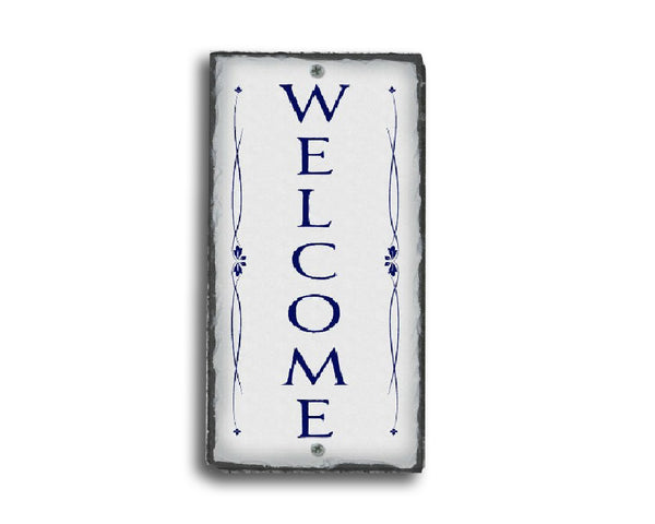 Handmade and Customizable Slate Welcome House Sign