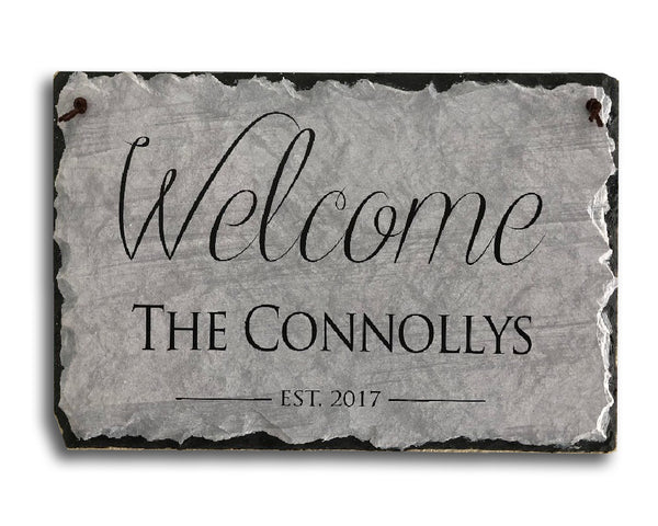 Handmade and Customizable Slate Welcome House Sign - Home Address