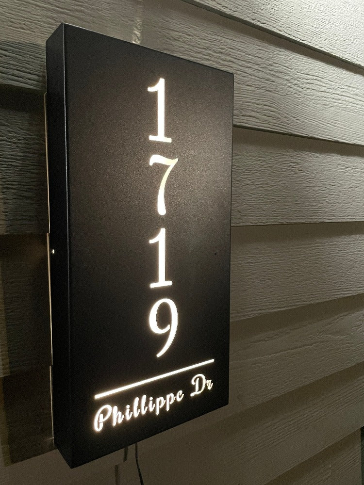 An illuminated Aluminum house sign that looks great during the day but ...