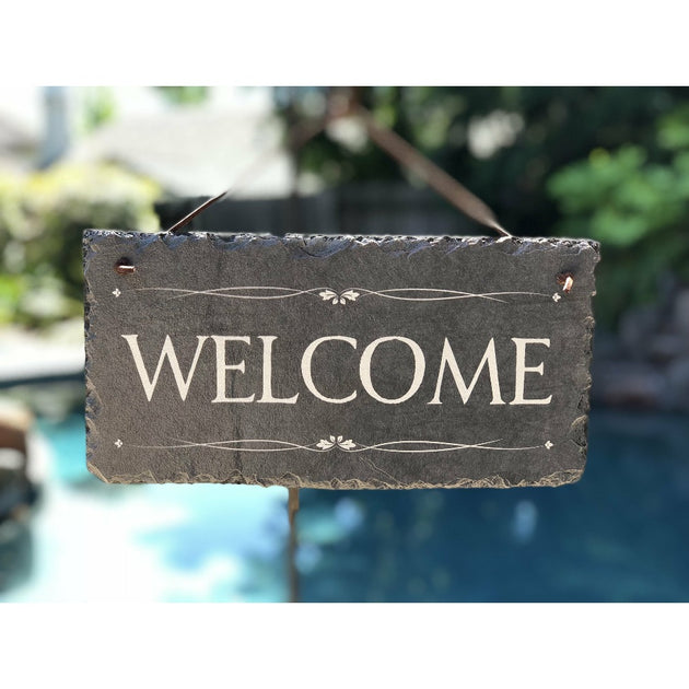 Handmade and Customizable Slate Welcome House Sign | Shop custom slate ...