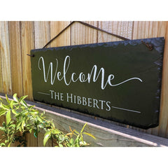 Handmade and Customizable Slate Welcome House Sign – Sassy Squirrel Ink