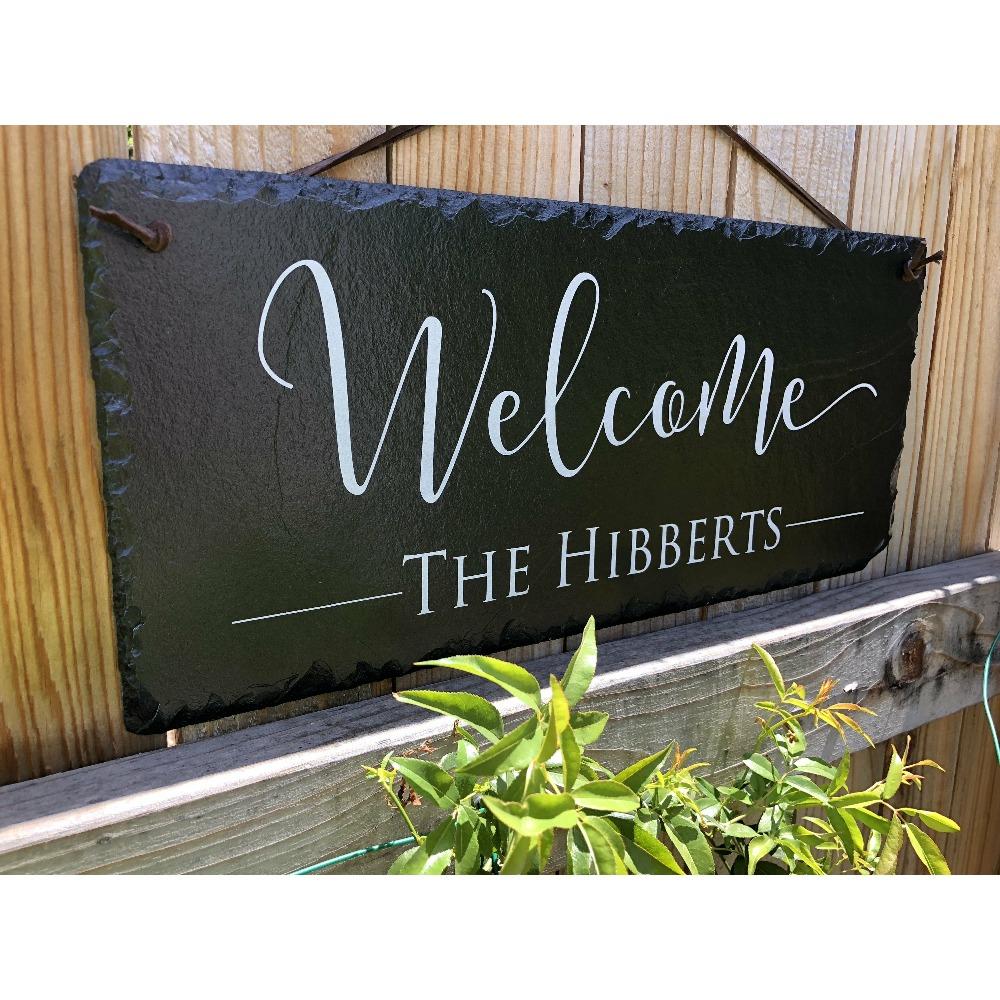 Handmade and Customizable Slate Welcome House Sign – Sassy Squirrel Ink