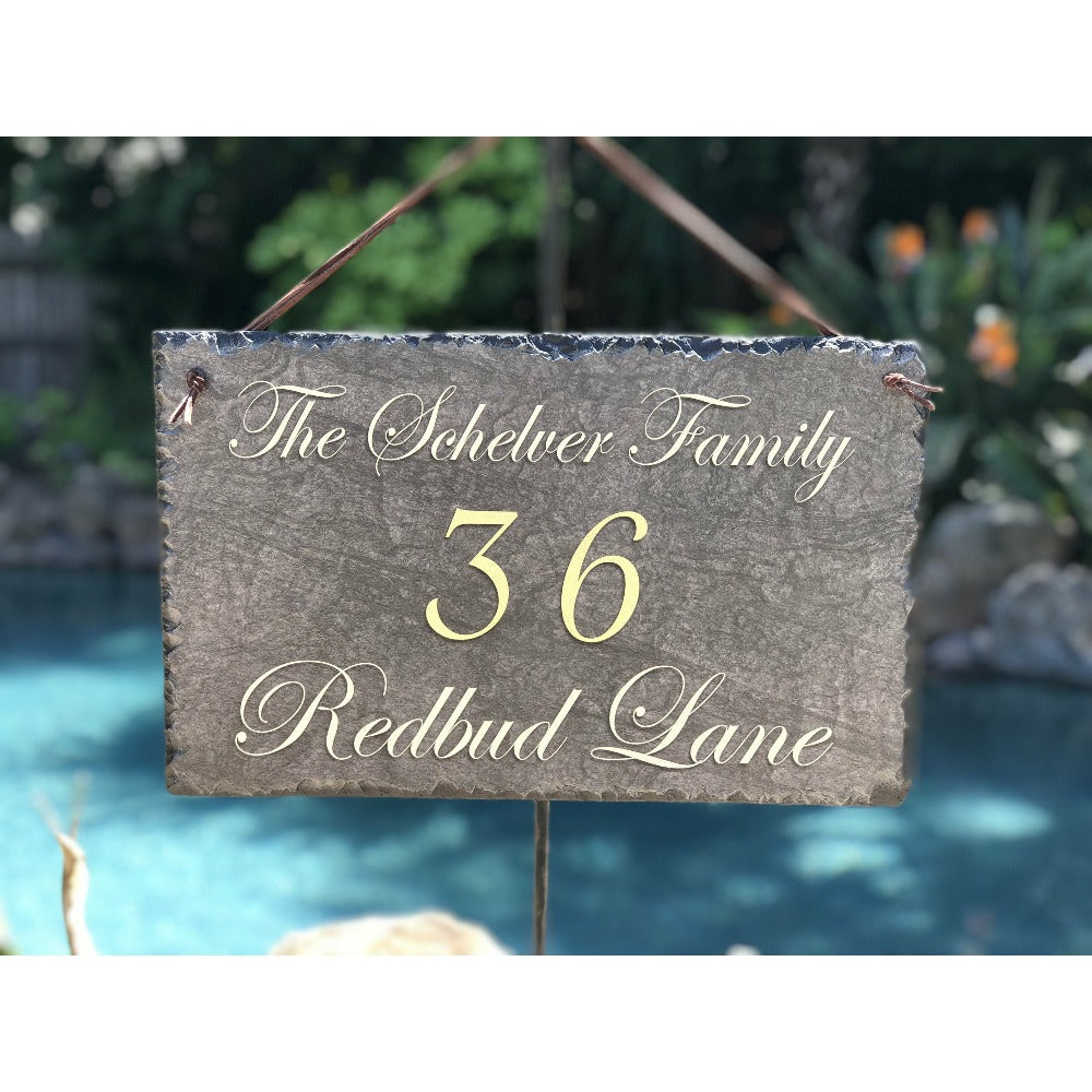 Handmade and Customizable Slate House Sign - Gold Lettering – Sassy ...