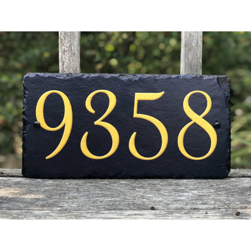 Handmade and Customizable Slate House Sign- Gold or Silver on Blue ...