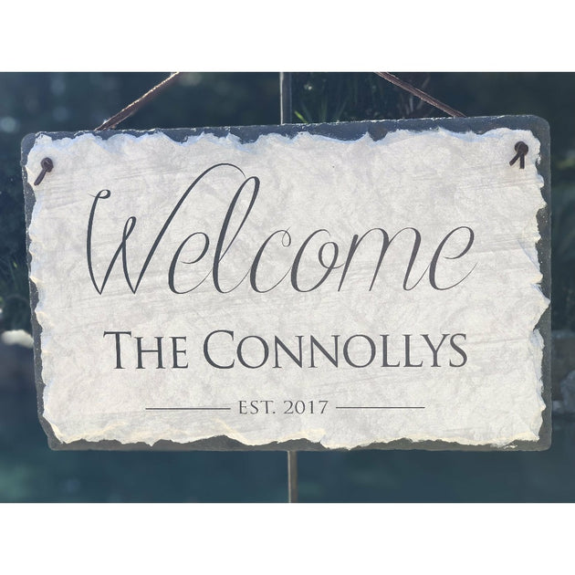 Handmade and Customizable Slate Welcome House Sign - Home Address