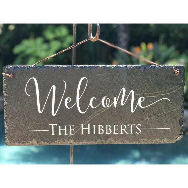 Handmade and Customizable Slate Welcome House Sign | Shop custom slate ...