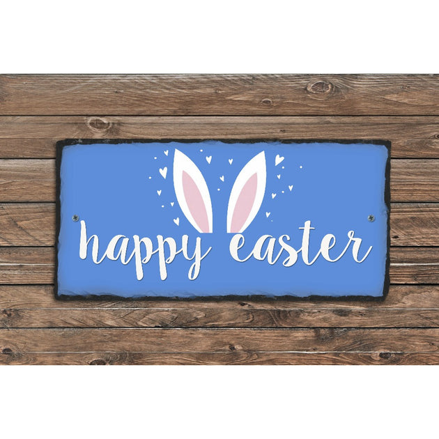 Handmade and Customizable Slate Easter Sign - Easter Bunny Ears