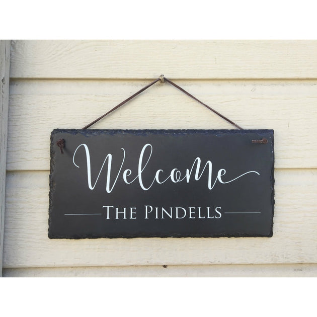 Handmade and Customizable Slate Welcome House Sign | Shop custom slate ...